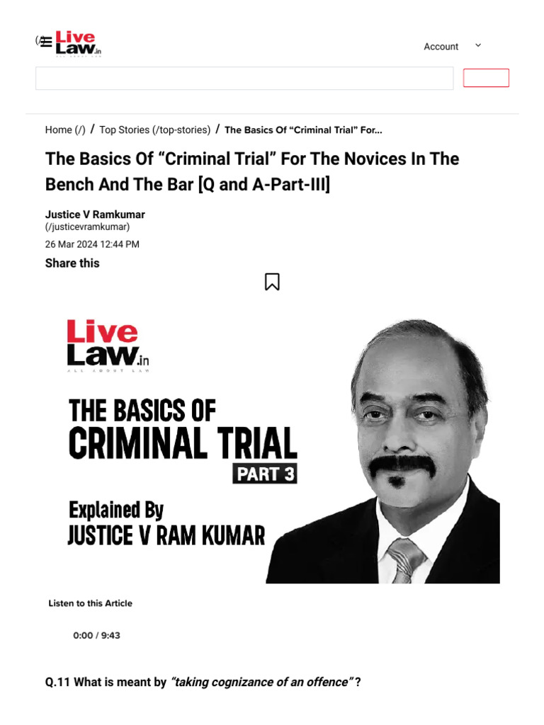 The Basics of "Criminal Trial" For The Novices in The Bench and | PDF ...