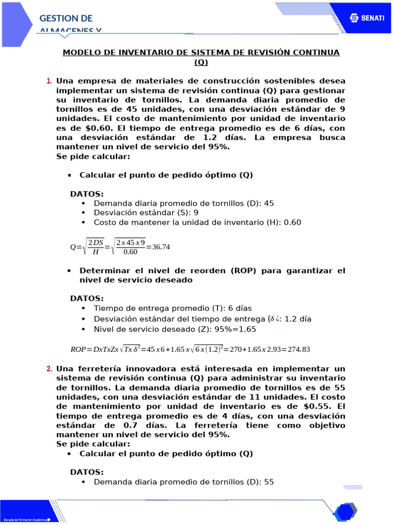 Caso Practico Modelo de Inventario 2 | PDF | Desviación Estándar | Estadísticas descriptivas
