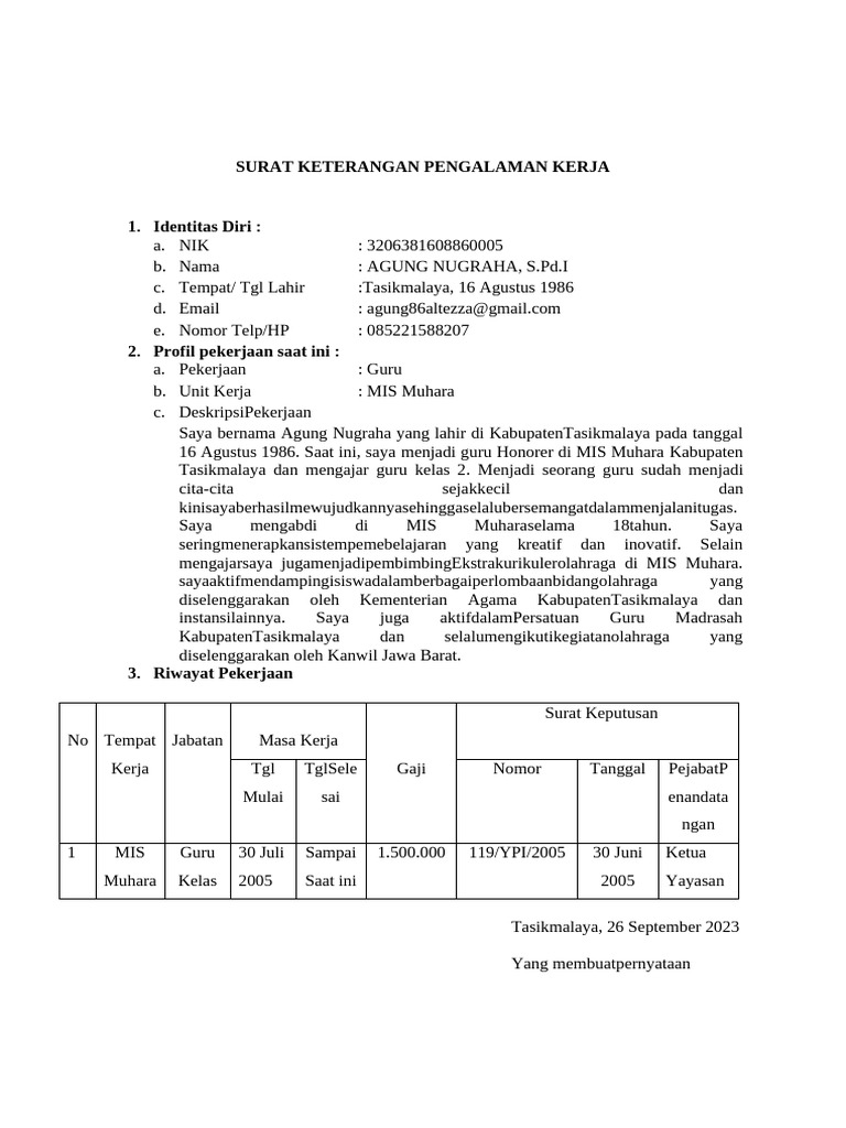 Pengalaman Kerja | PDF