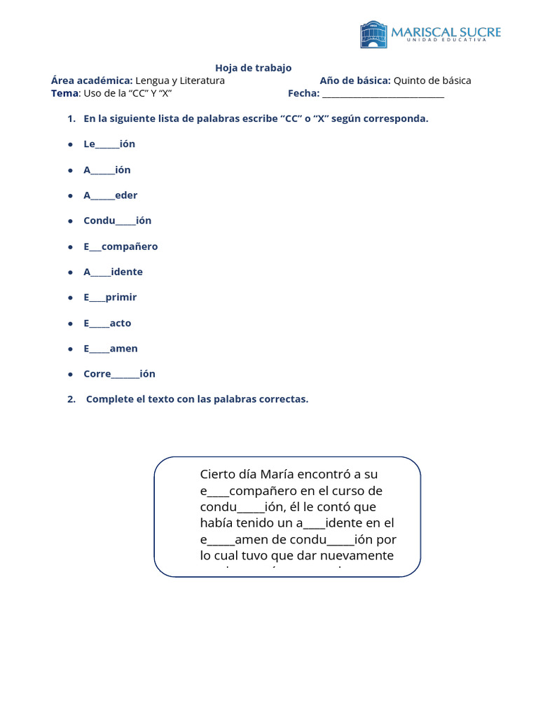 Uso de la "CC" y "X" en español | PDF