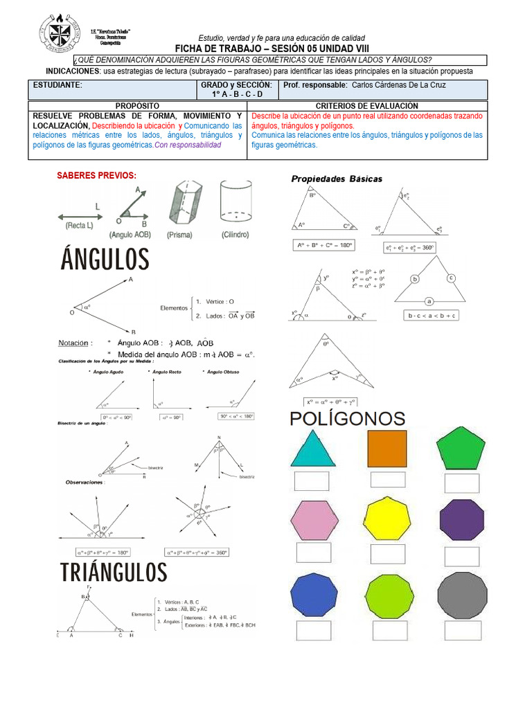 Ficha-05 VIII Unidad | PDF | Ángulo | Triángulo