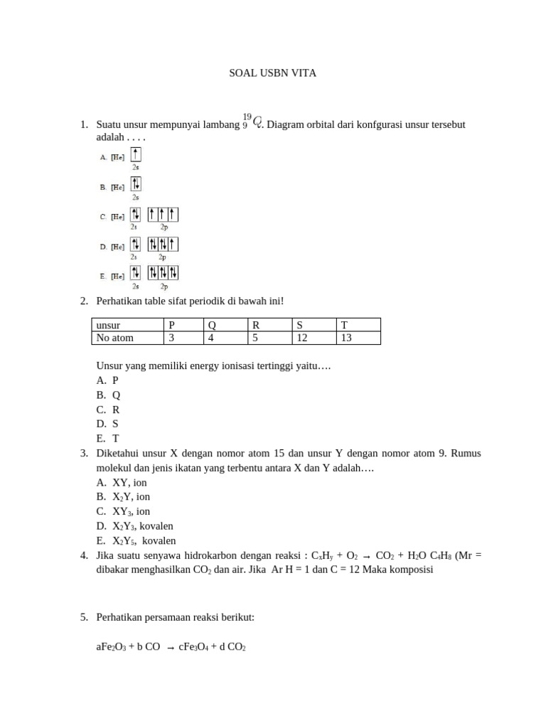 SOAL USBN VITA | PDF