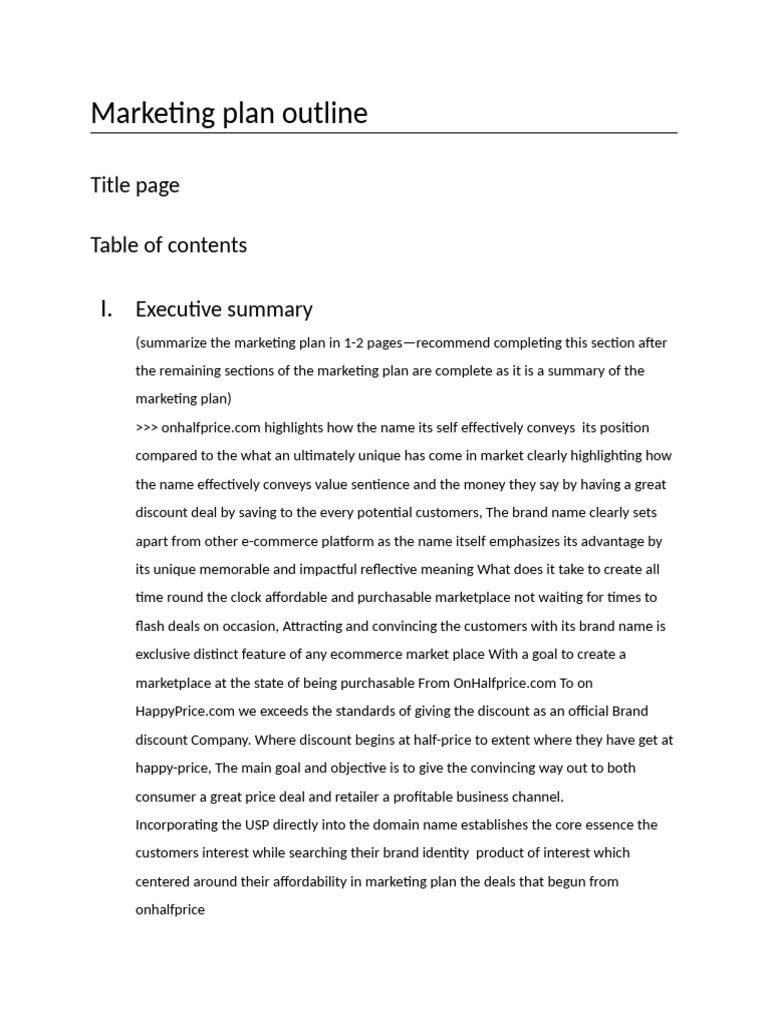 Outline_Marketing-plan | PDF | Marketing | Brand