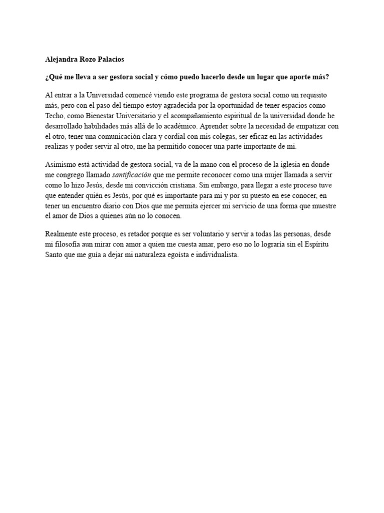 Taller Voluntariado - Alejandra Rozo | PDF