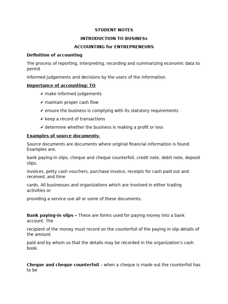 STUDENT NOTES | PDF | Cheque | Credit Card