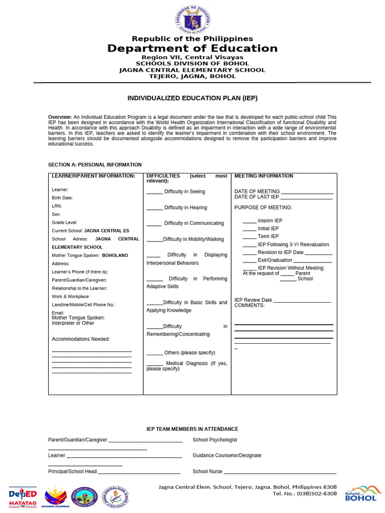 ELABA_IEP_S.Y.2024 | PDF | Individualized Education Program | Learning