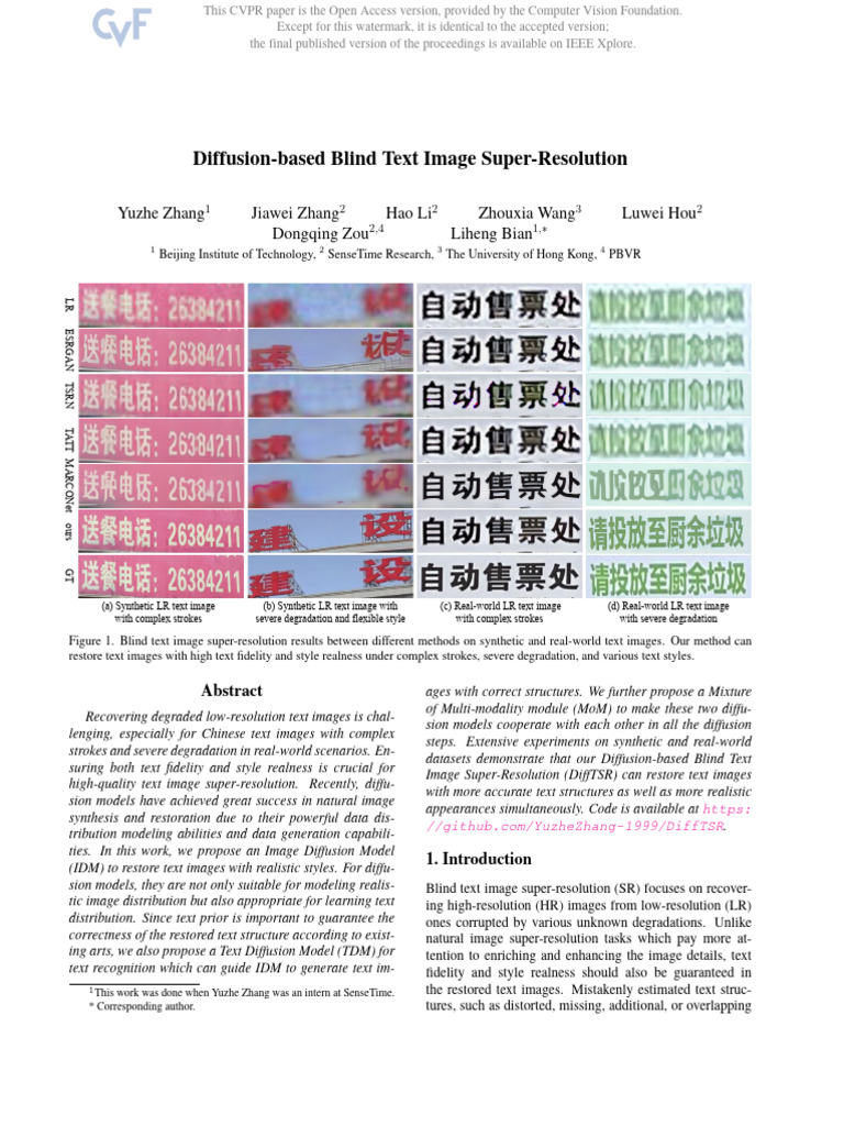Diffusion-Based Blind Text Image Super-Resolution | PDF | Artificial ...