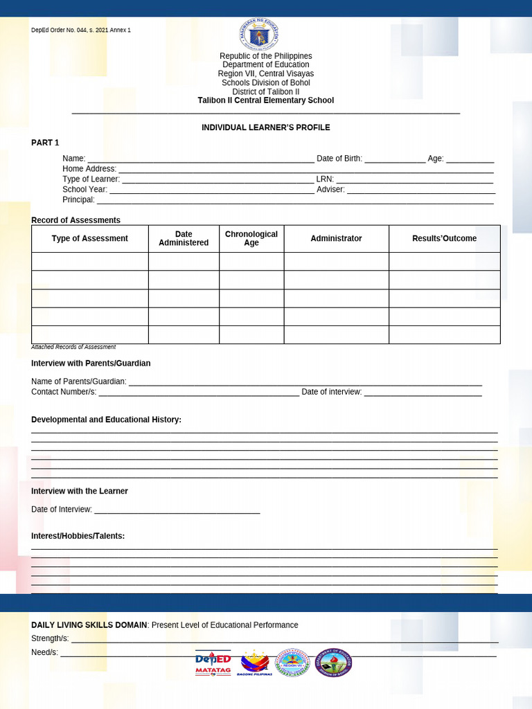 Individual Learners Profile | PDF | Learning | Cognitive Psychology