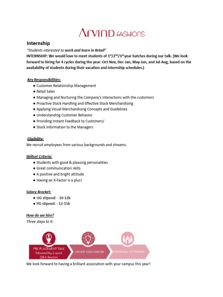 JD For Internship | PDF