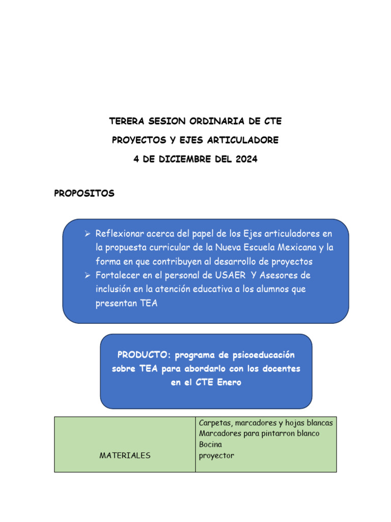 Agenda Tercera Sesion de Cte | PDF | Plan de estudios