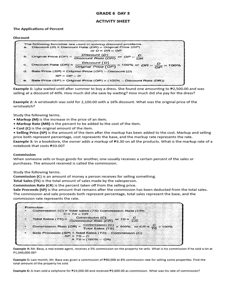 Activity Sheet Grade 6 Day 3 | PDF