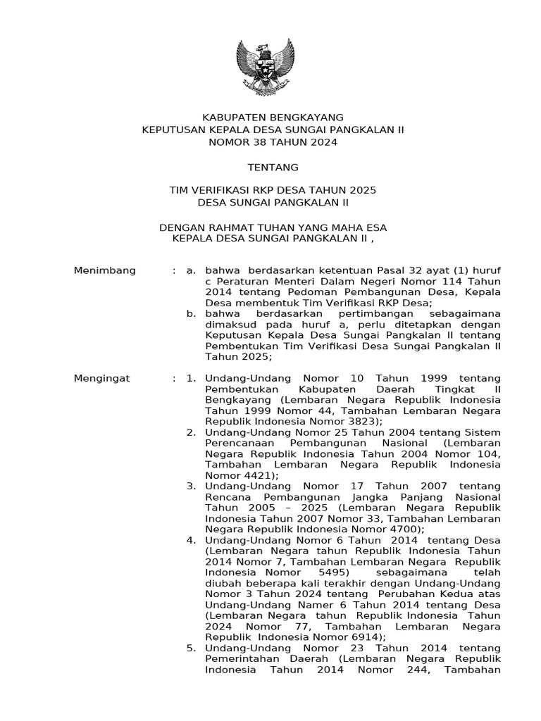 Draft SK Tim Verifikasi RKP - 2025 New | PDF