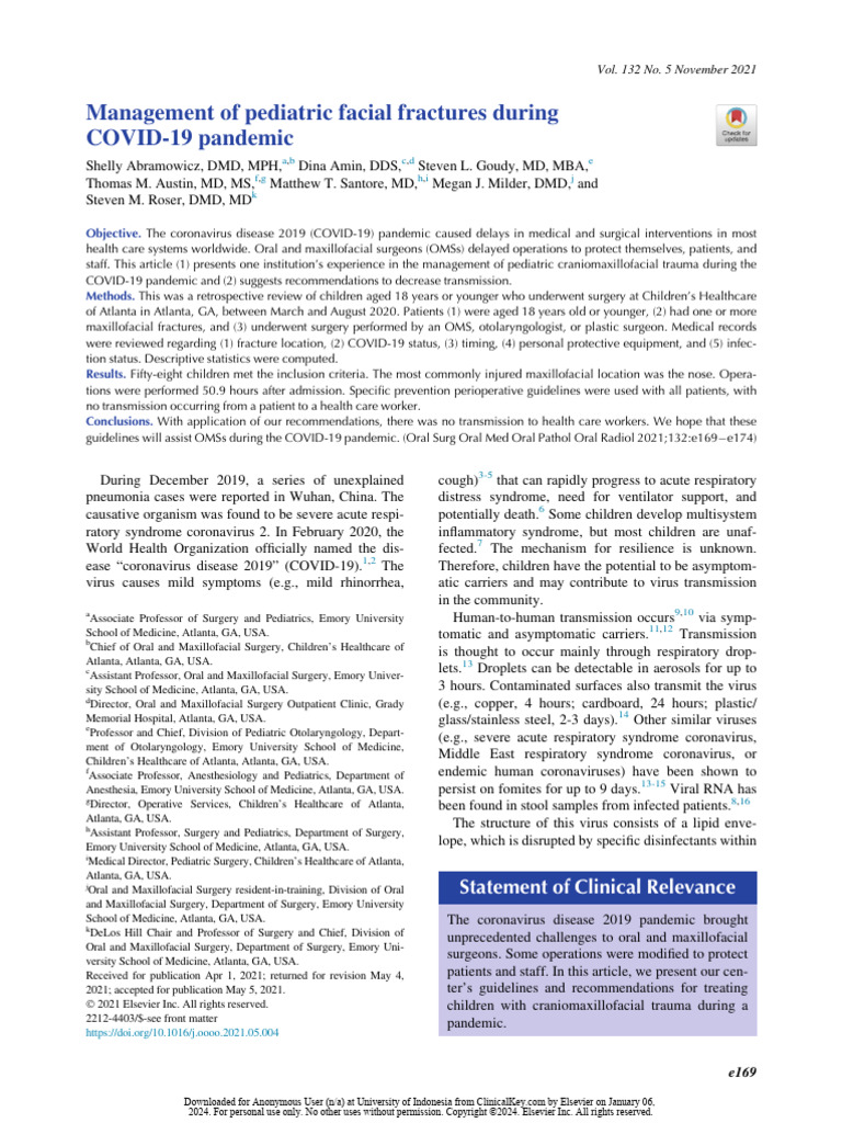 Management of Pediatric Facial Fractures During | PDF | Personal ...