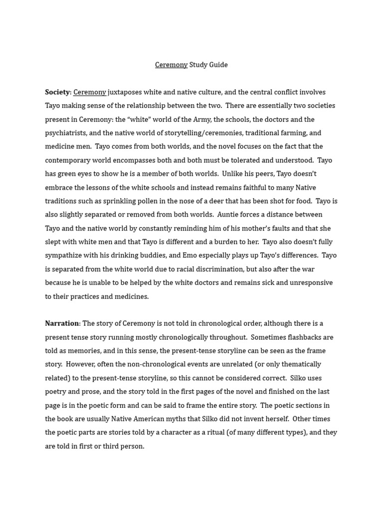 Ceremony by Leslie Marmon Silko (A Study Guide) | PDF