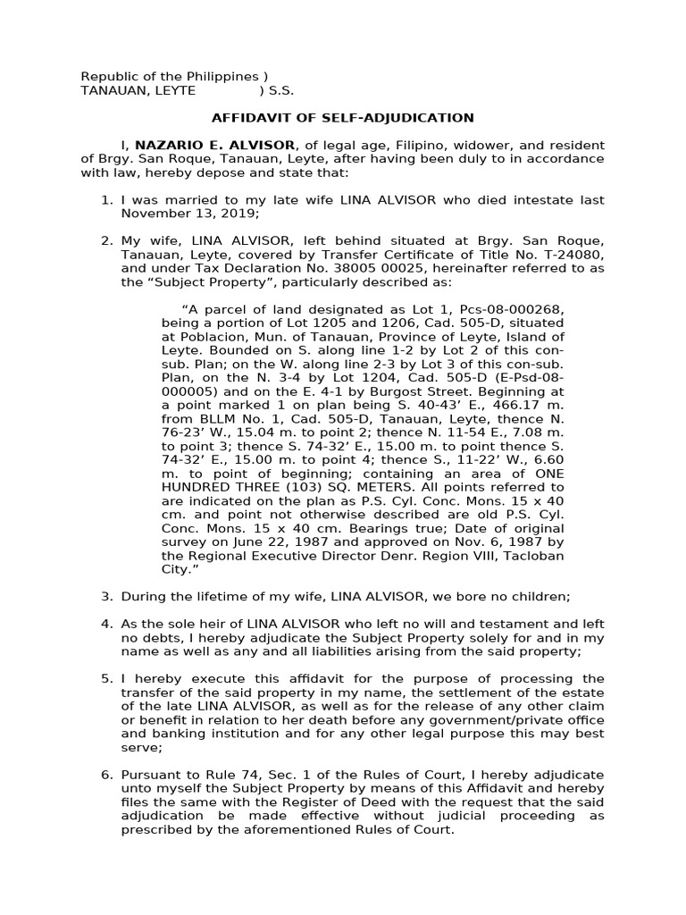 Affidavit of Self-Adjudication ALVISOR | PDF | Private Law | Common Law
