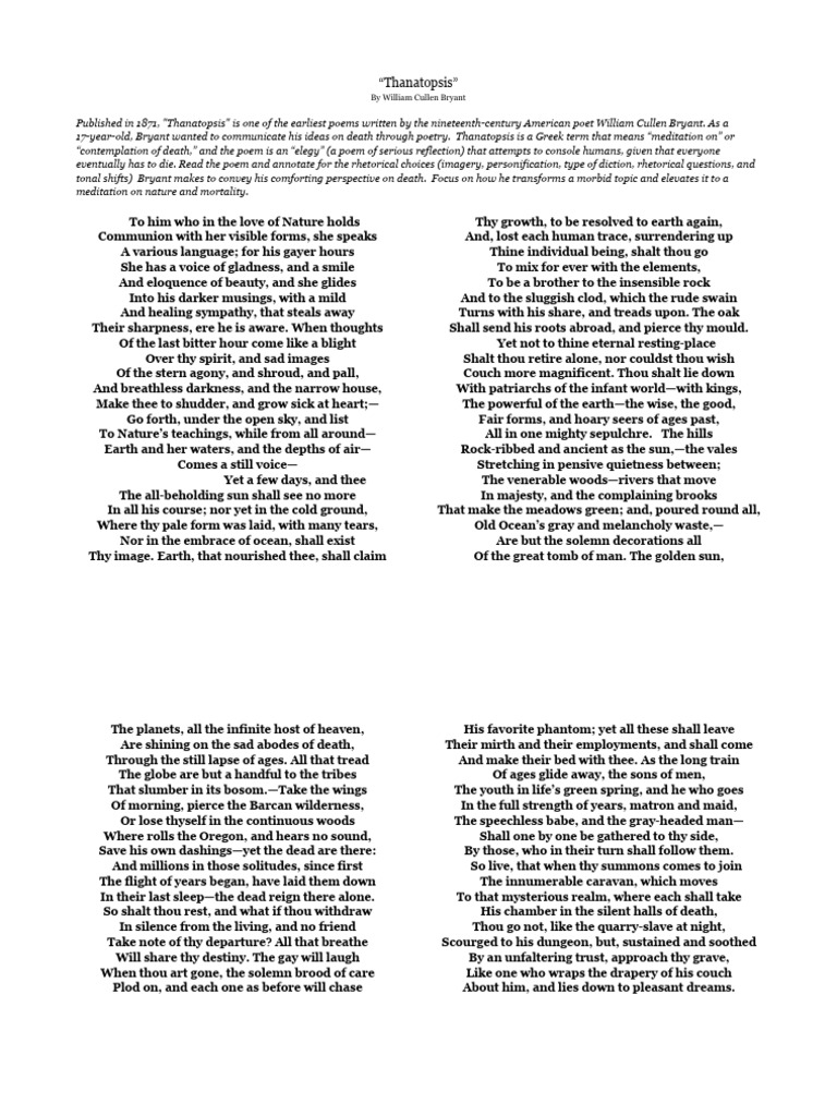 Thanatopsis | PDF | Poetry