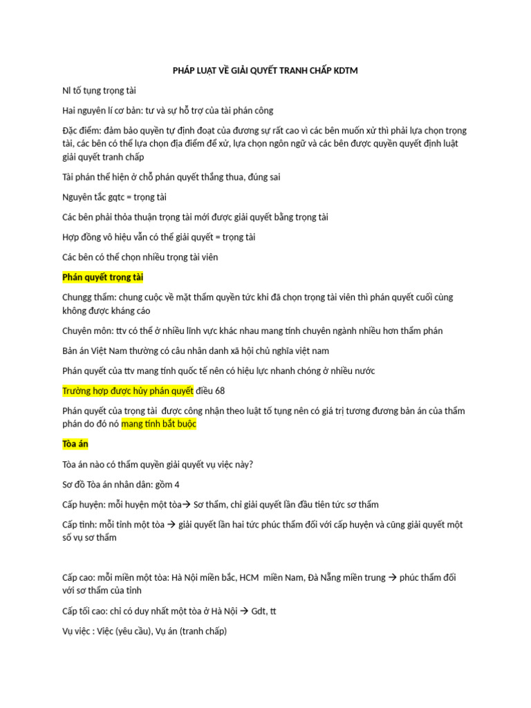 PHÁP LUẬT VỀ GIẢI QUYẾT TRANH CHẤP KDTM | PDF