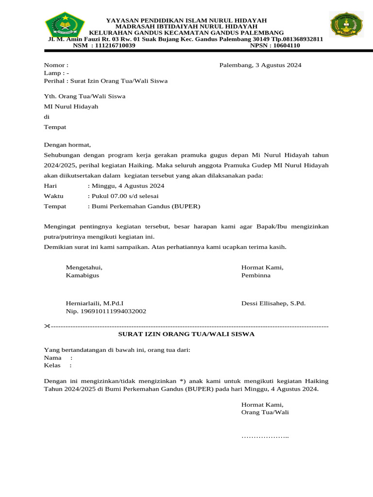 Surat Izin Kegiatan | PDF