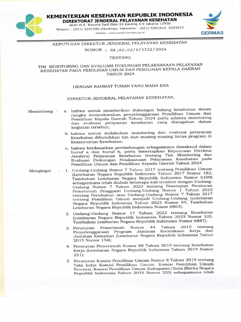 SK Dirjen Tim Monev Pemilu | PDF