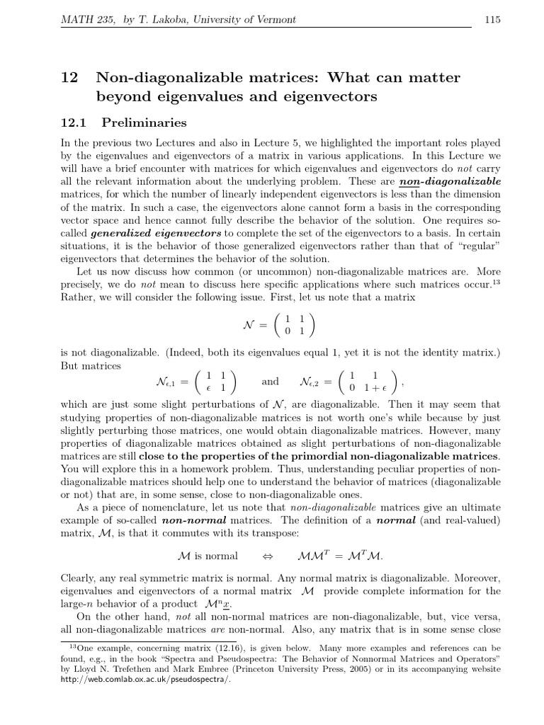 Lecture 12 | PDF | Eigenvalues And Eigenvectors | Matrix (Mathematics)