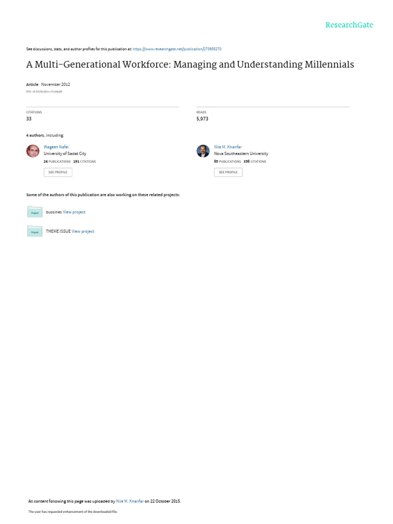 Managing Millennials in the Workforce | PDF | Millennials | Job Satisfaction