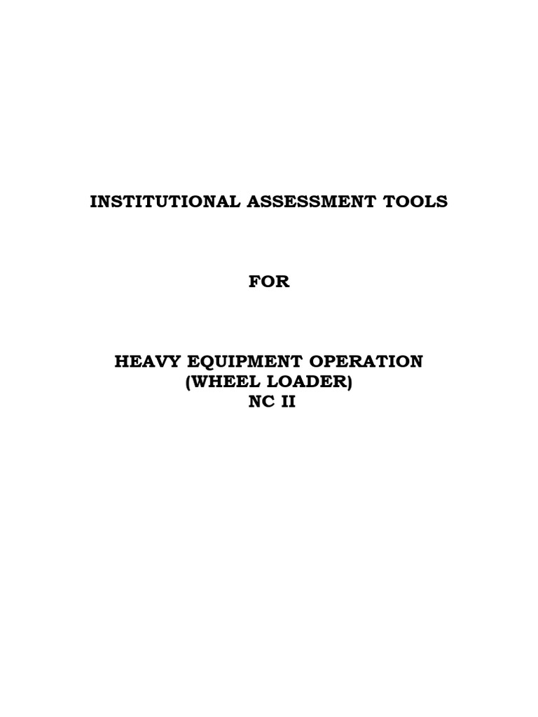 Wheel Loader Institutional Assessment Tool - Final | PDF | Loader ...