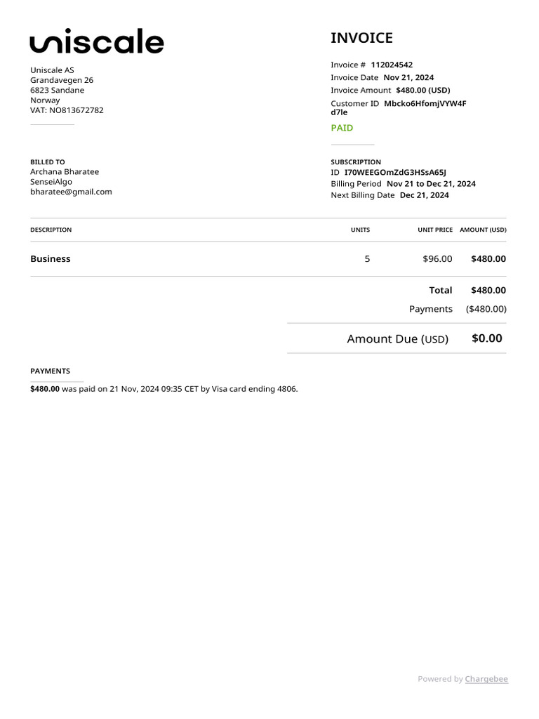 Uniscale Invoice 19A8MWUUkaCrSiMH | PDF