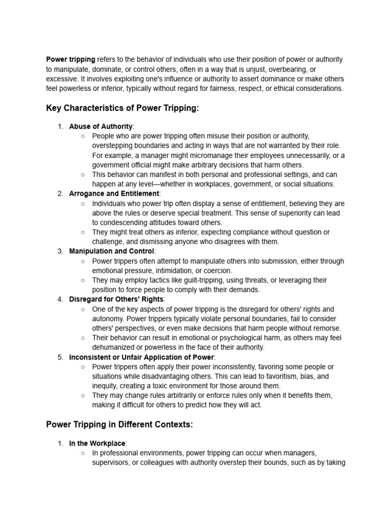 power tripping filler | PDF | Power (Social And Political) | Leadership