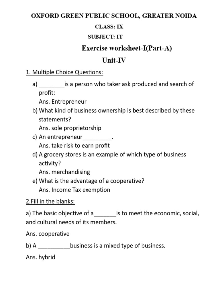 IT Worksheet for Class IX Students | PDF | Color