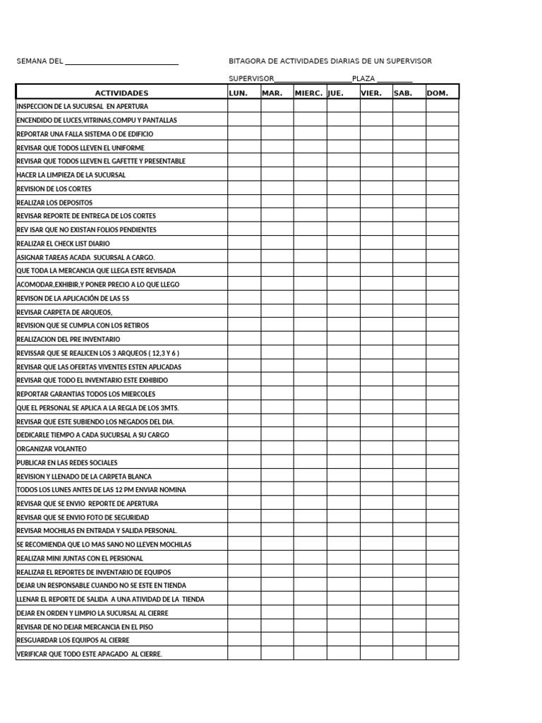 6.-Bitacora de Actividades Diarias | PDF