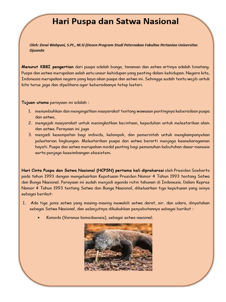 Hari Puspa dan Satwa Nasional | PDF
