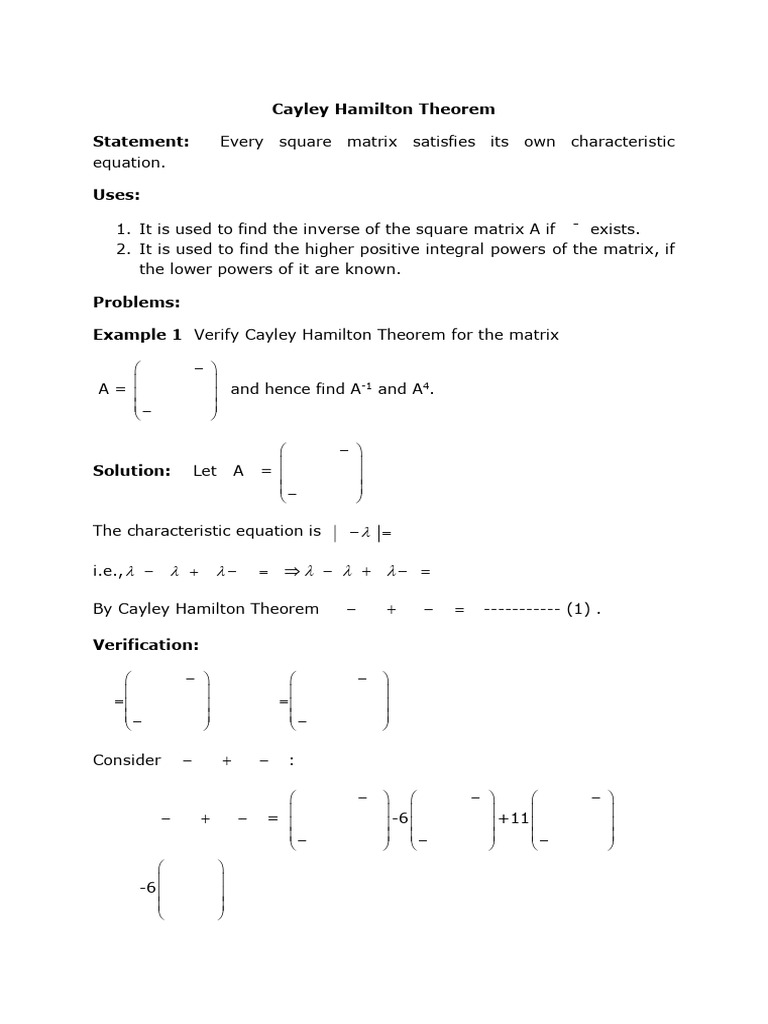 Cayley Hamilton Theorem Guide | PDF | Numerical Analysis | Mathematical Physics