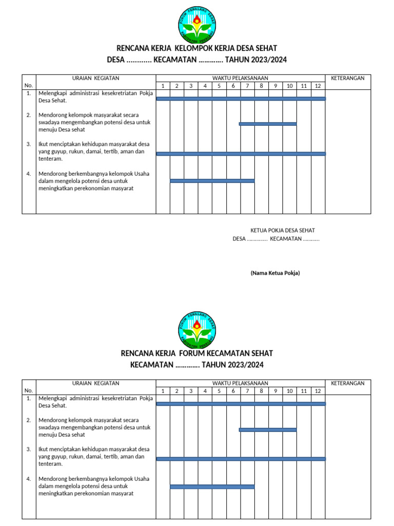 Format Rencana Kerja | PDF
