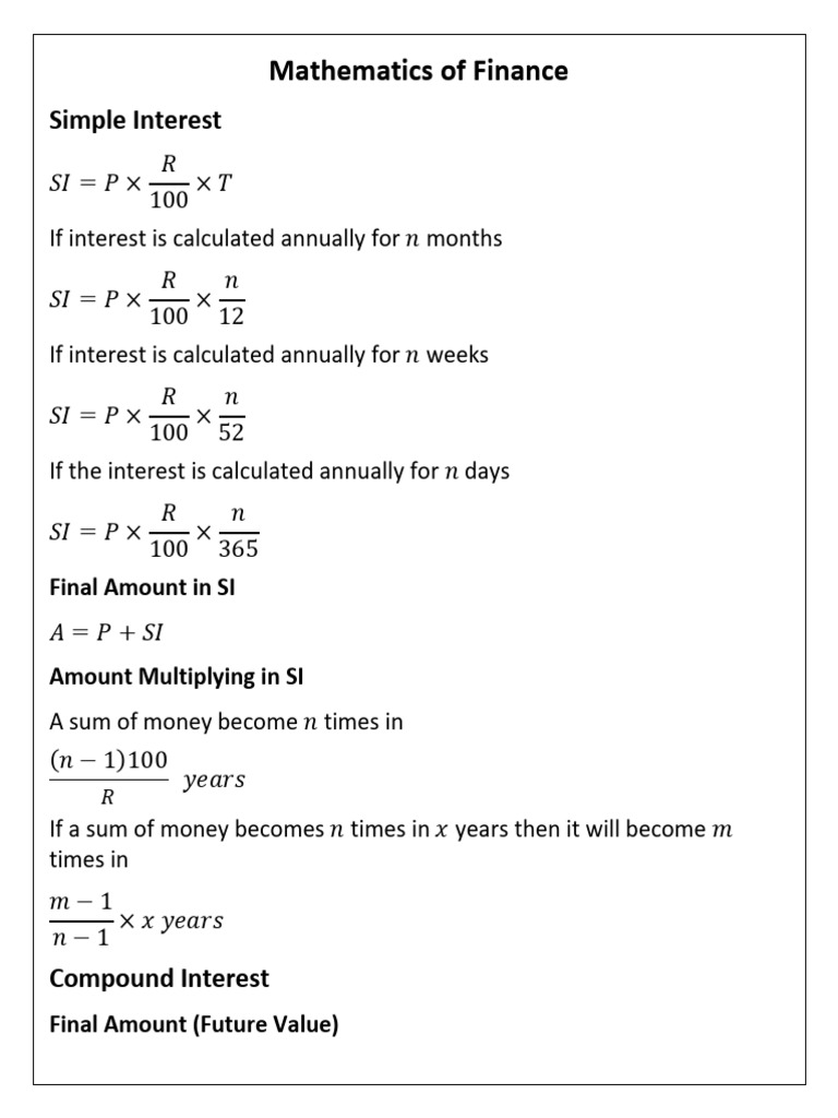 Mathematics of Finance | PDF | Interest | Compound Interest