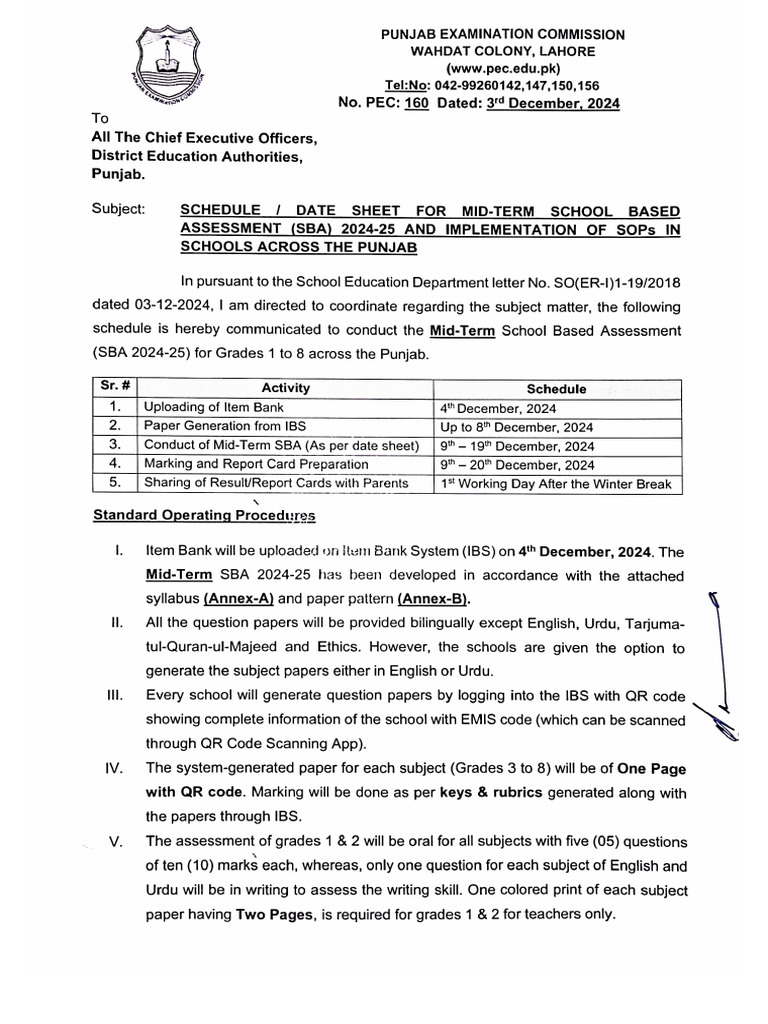 Mid Term SBA 2024-25 PEC | PDF | Area | Mathematics