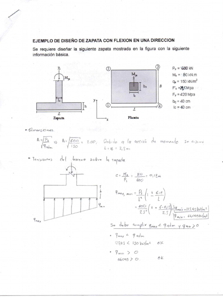 Ejemplo Zapatas Con Carga Axial y Momento | PDF