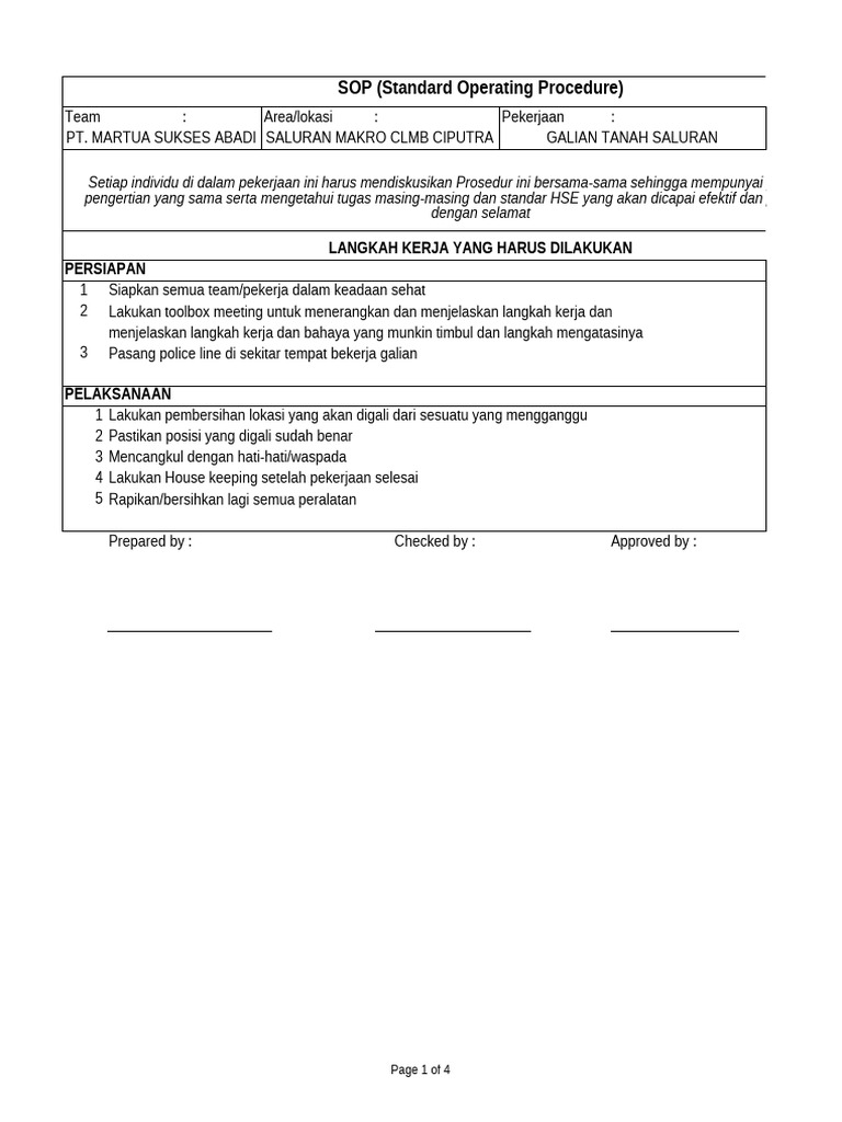 Sop Jsa Galian | PDF