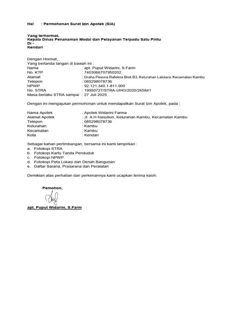 permohonan surat izin apotek - Salin (2) | PDF