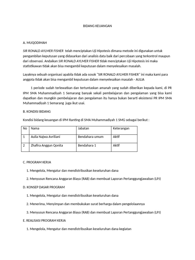 Contoh LPJ Bendahara Kegiatan IPM | PDF