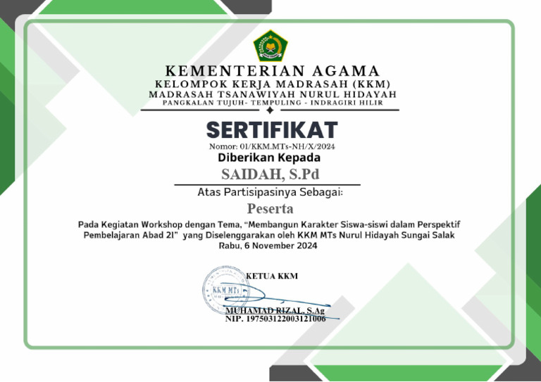 Sertifikat Workshop | PDF
