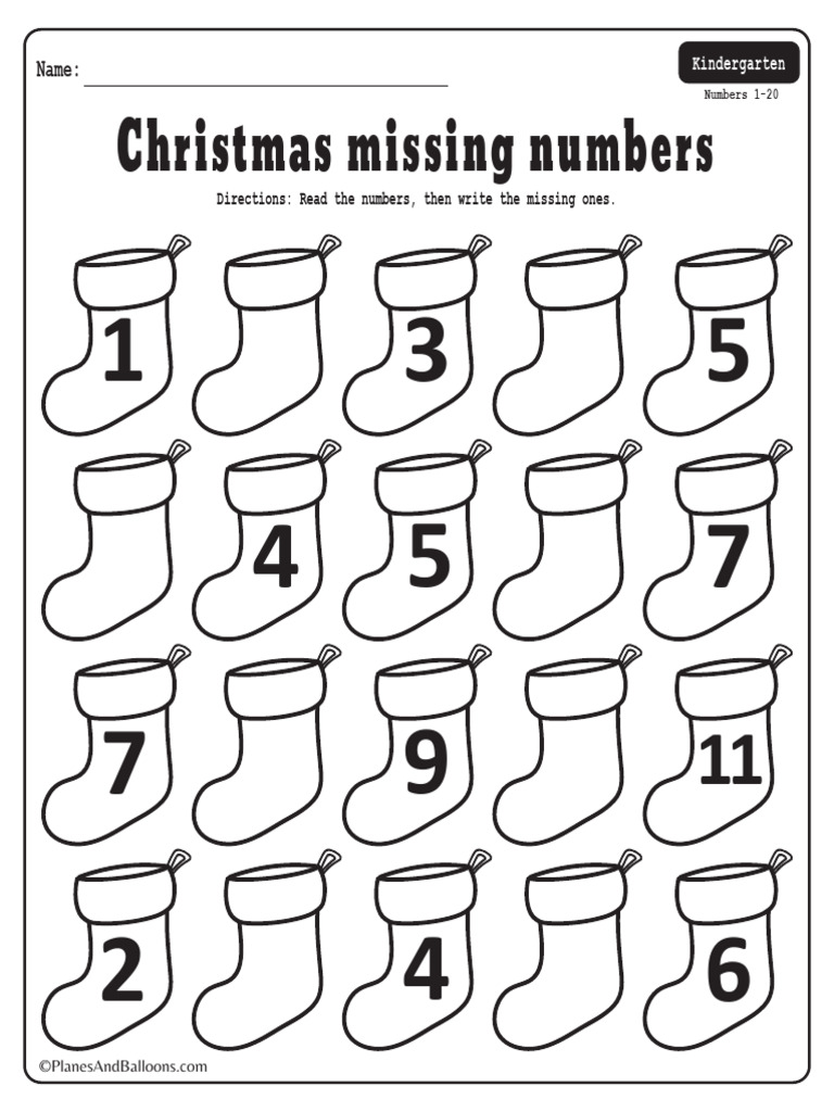 Christmas Missing Numbers Worksheets | PDF