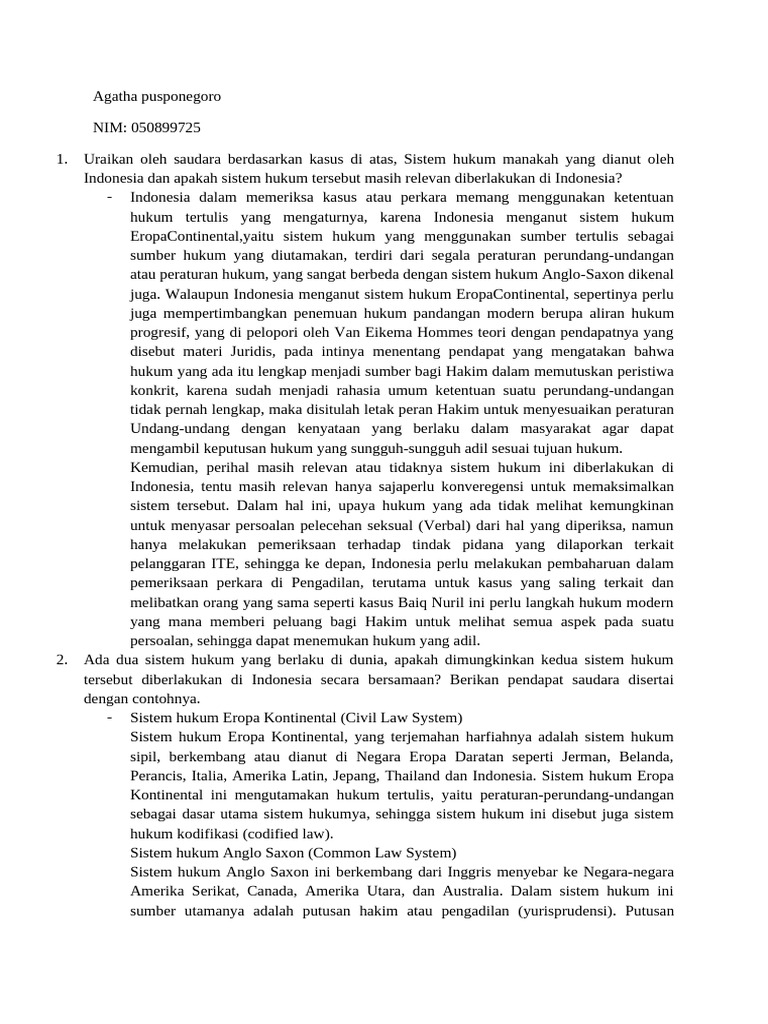 Tugas 3 Ilmu Hukum Agatha | PDF