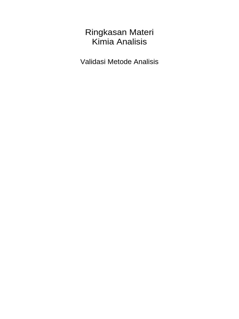 Validasi Metode Analisis | PDF