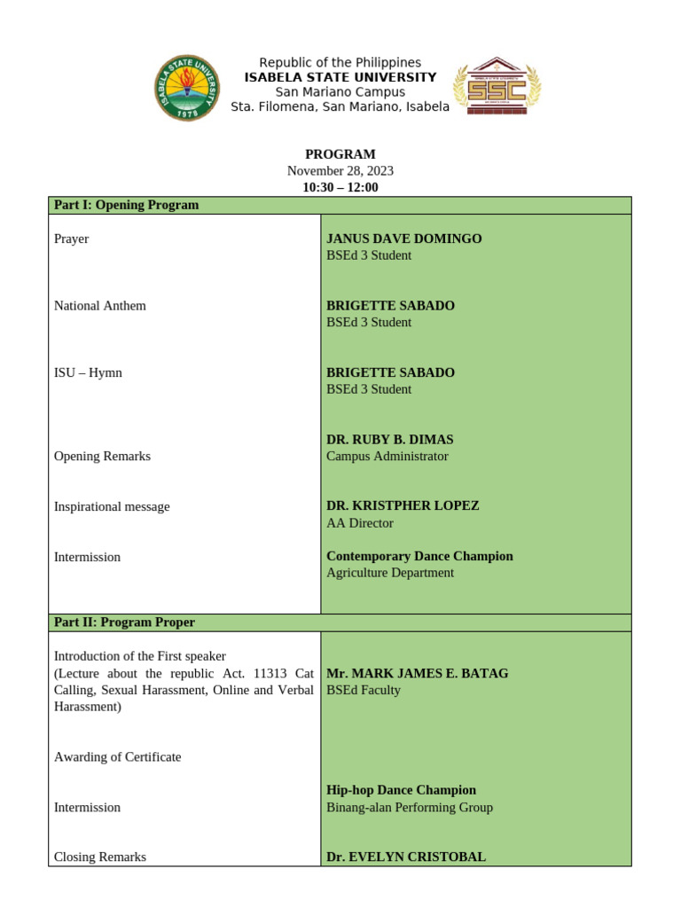 18 Days Campaign To End Vawc Program | PDF