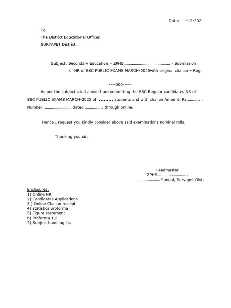 SSC Covering Letter | PDF