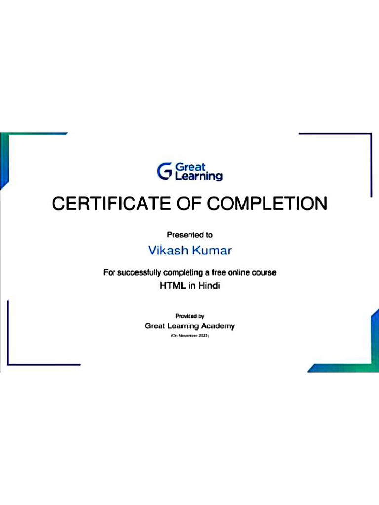 HTML Certificate | PDF