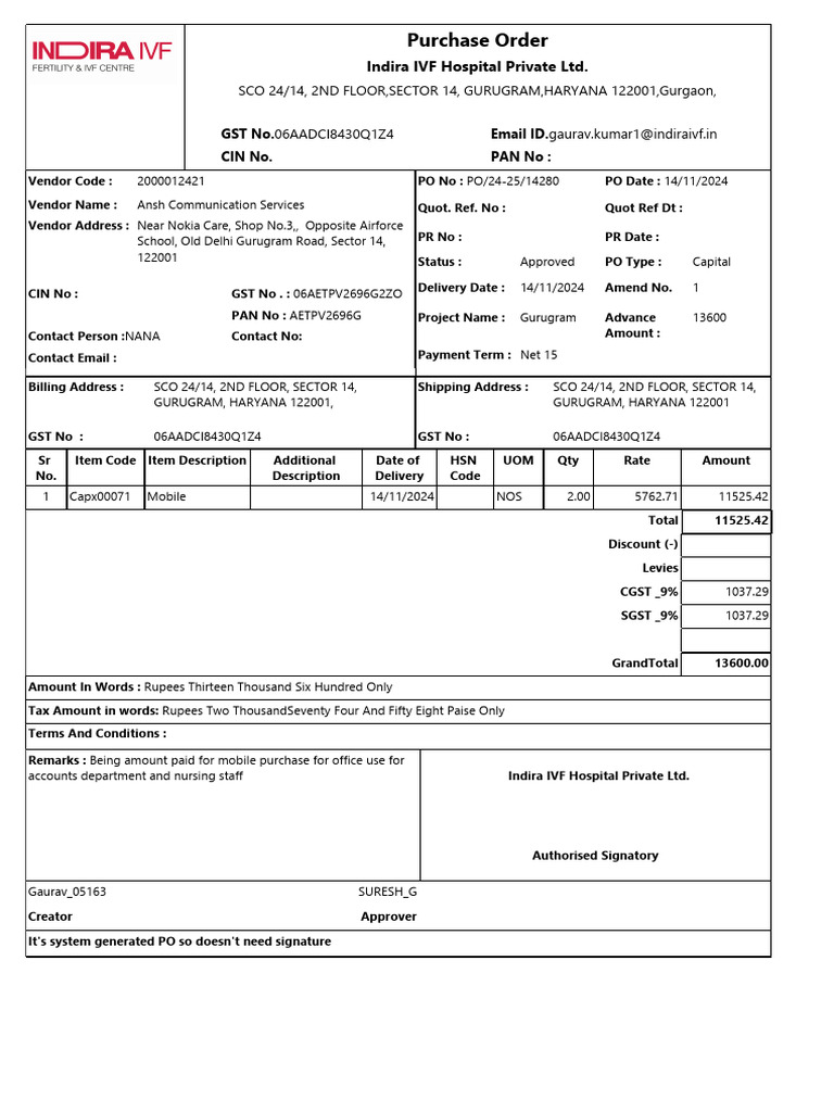 Ansh Communication | PDF | Value Added Tax | Invoice