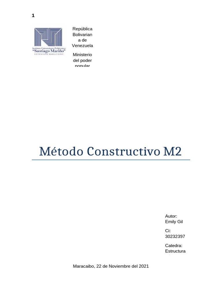 Método Constructivo M2 Emily Gil | PDF | Fundación (Ingeniería) | Hormigón