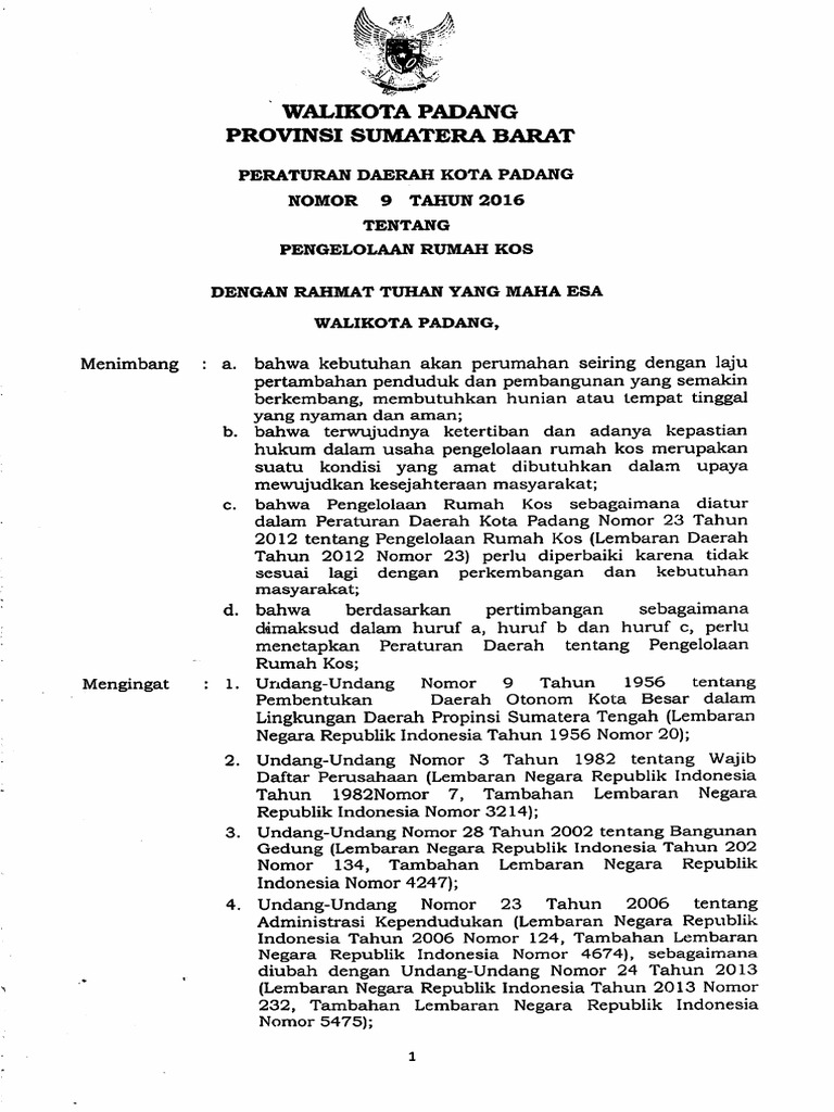 Perda No. 9 Tahun 2016 | PDF