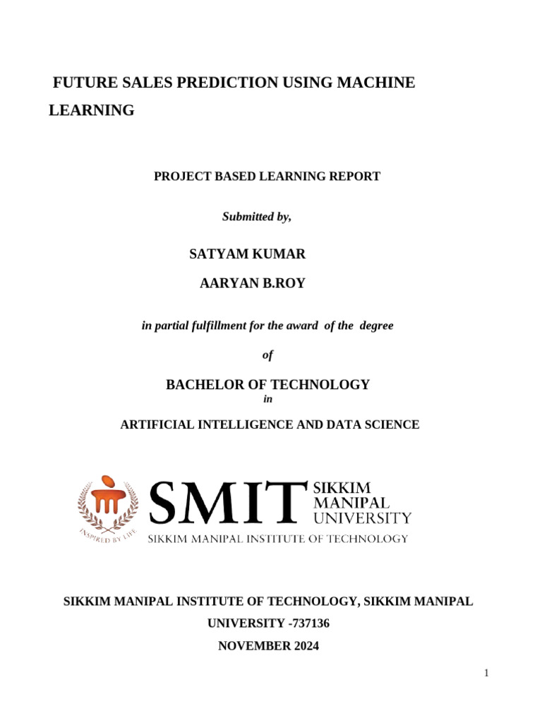 PBL Report Final (Aryan and Satyam) | PDF | Forecasting | Machine Learning